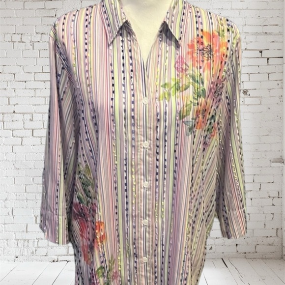 Alfred Dunner | Tops | Alfred Dunner Woman L Spring Pastel Striped ...